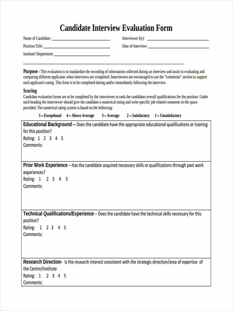 FREE 17 Interview Feedback Forms In PDF