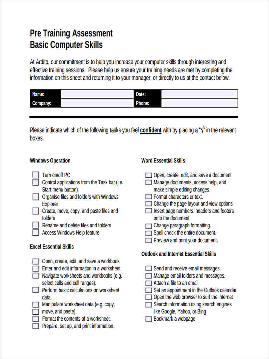 FREE 5 Training Needs Assessment Forms In MS Word PDF