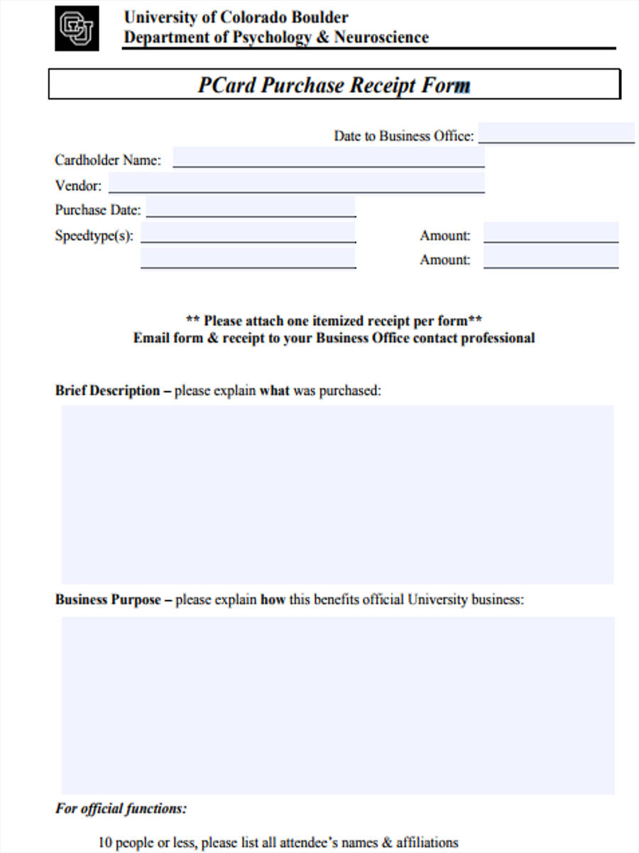 FREE 14+ Purchase Receipt Form Samples, PDF, MS Word, Google Docs, Excel