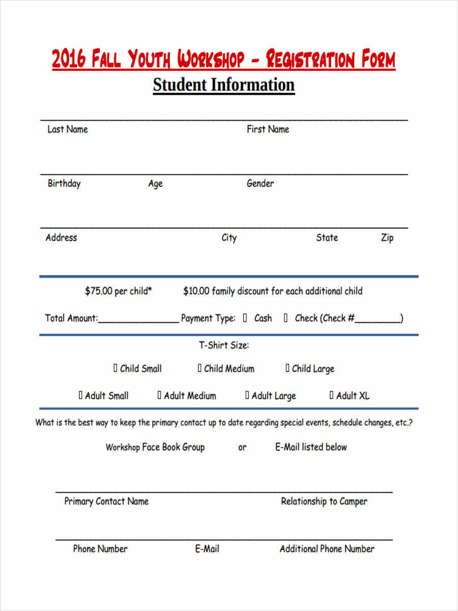 FREE 10+ Sample Workshop Registration Forms in MS Word | PDF