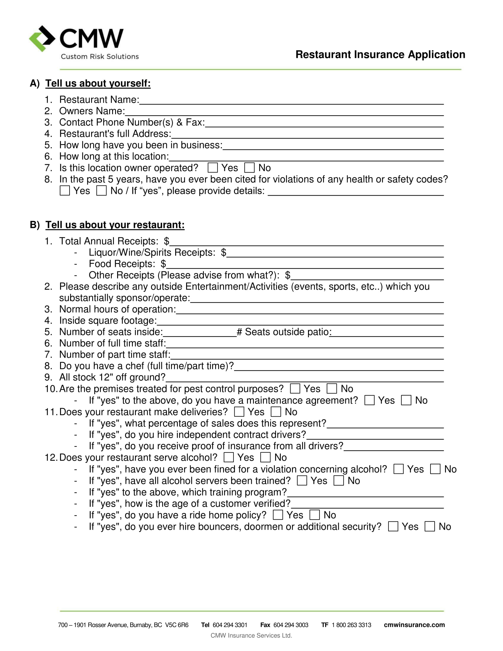 FREE 6+ Restaurant Business Paperwork in PDF | MS Word