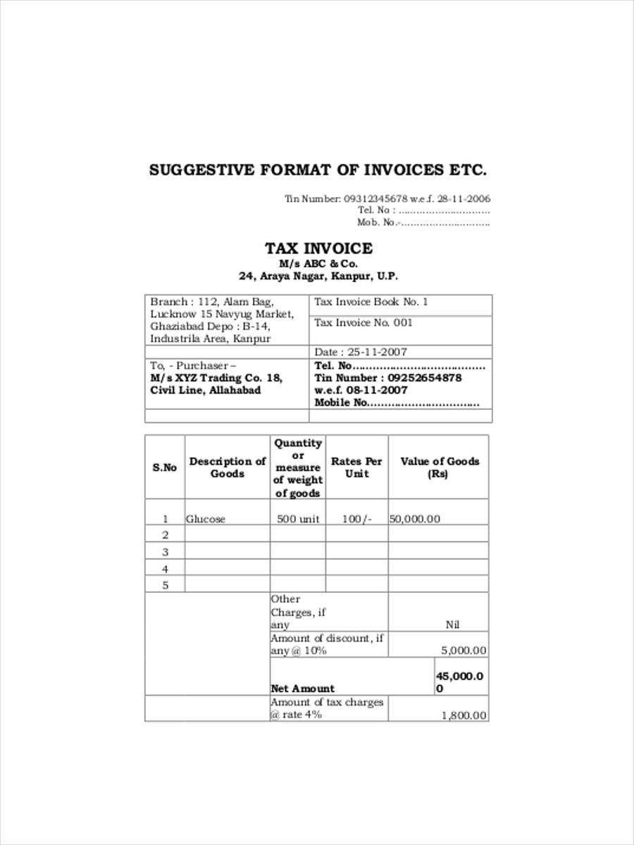 FREE 6+ Sample Tax invoice Forms in Excel | PDF