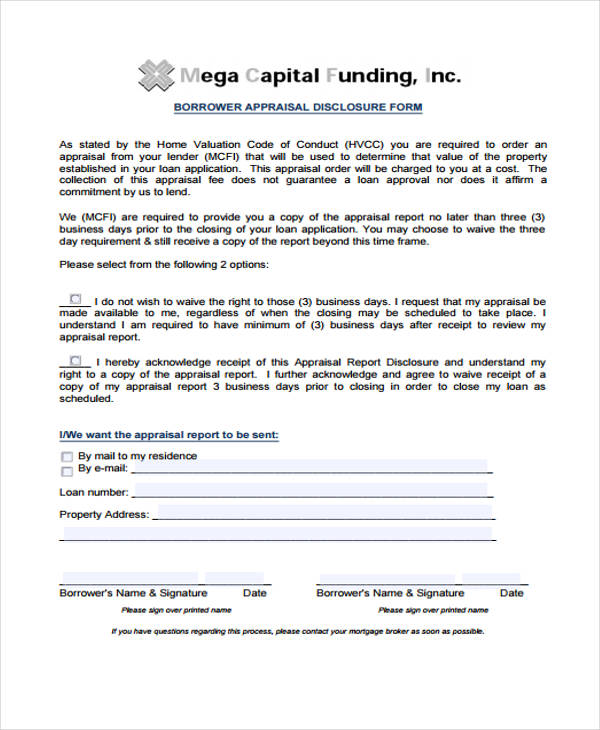 FREE 6+ Sample Appraisal Disclosure Forms in PDF