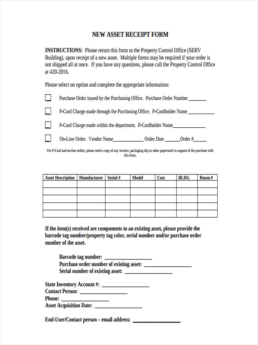 FREE 6+ Asset Receipt Forms in MS Word | PDF