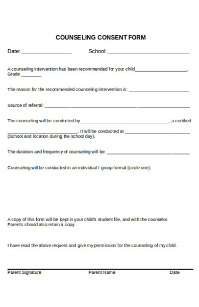 FREE 12+ Counseling Consent Form Samples, PDF, MS Word, Google Docs