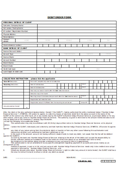FREE 9+ Sample Debit Order Forms in PDF | Ms Word