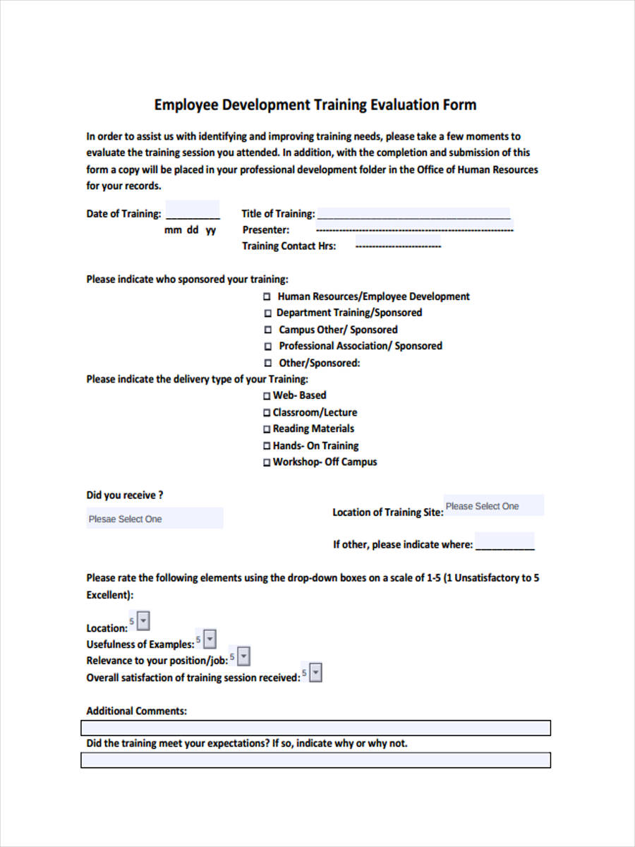 FREE 5+ Employee Training Assessment Forms in MS Word | PDF