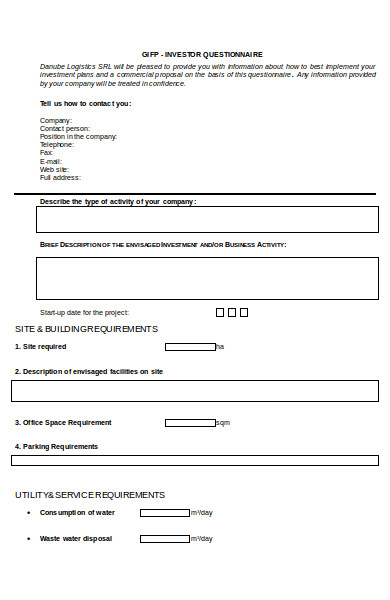 FREE 7+ Sample Investor Questionnaire Forms in MS Word | PDF