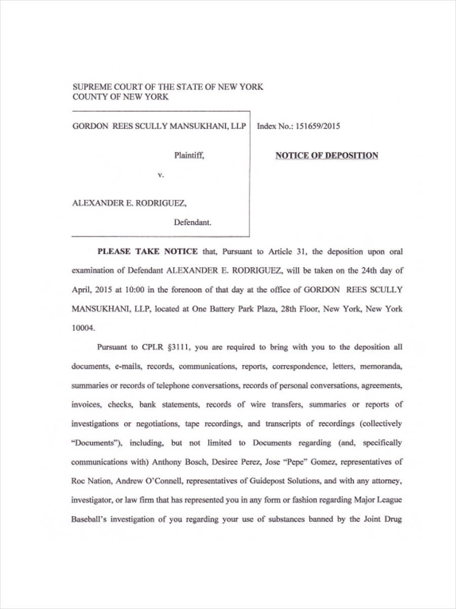 FREE 6+ Notice of Deposition Forms in PDF | Ms Word