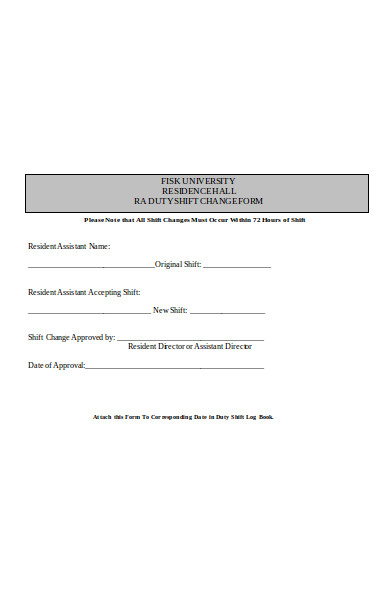 Employee Schedule Help Free 6 Shift Change Forms In Pdf All Sheets 