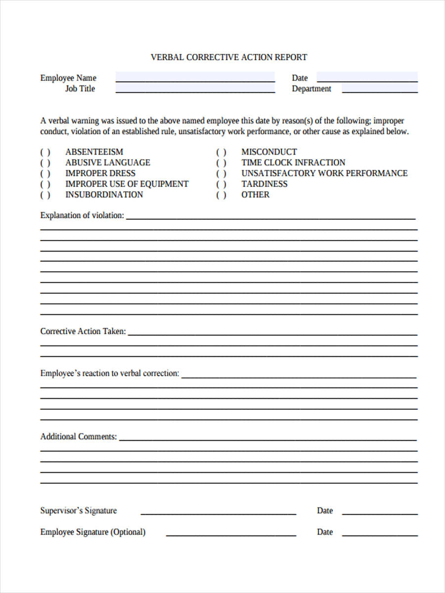 FREE 26+ Corrective Action Form Samples, PDF, MS Word, Google Docs, Excel