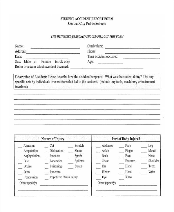FREE 32+ Accident Report Form Samples, PDF, MS Word, Google Docs
