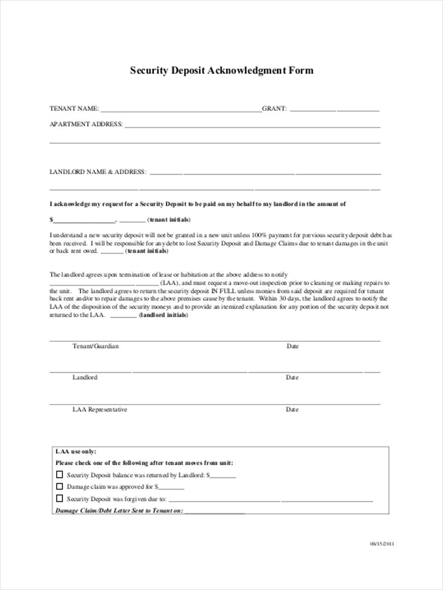 FREE 8+ Security Deposit Forms in PDF | Ms Word