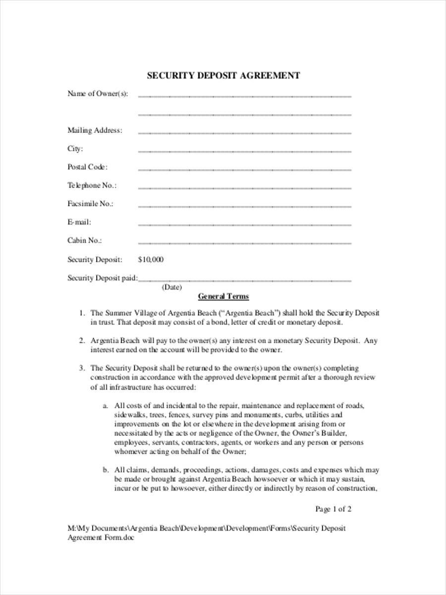 FREE 8+ Security Deposit Forms in PDF | Ms Word