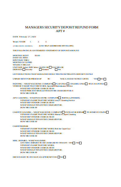 FREE 8+ Security Deposit Forms in PDF | Ms Word