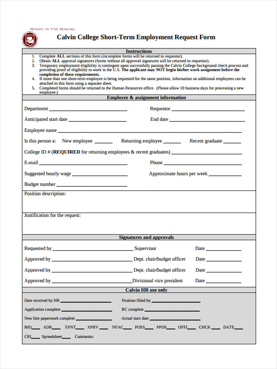 FREE 49+ Sample Employee Request Forms in PDF | MS Word | Excel