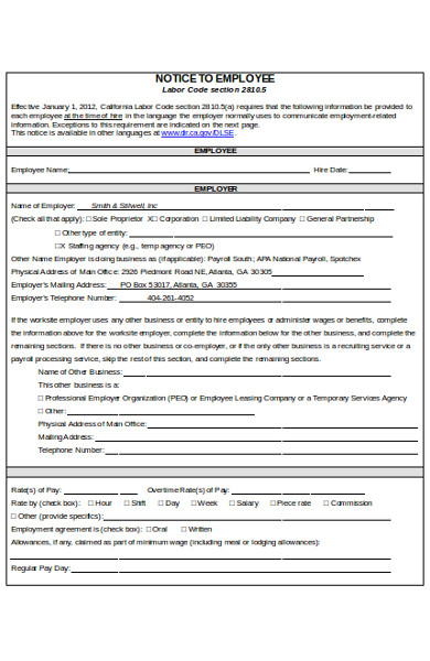 FREE 9+ Sample Notice to Employee Forms in PDF | Ms Word