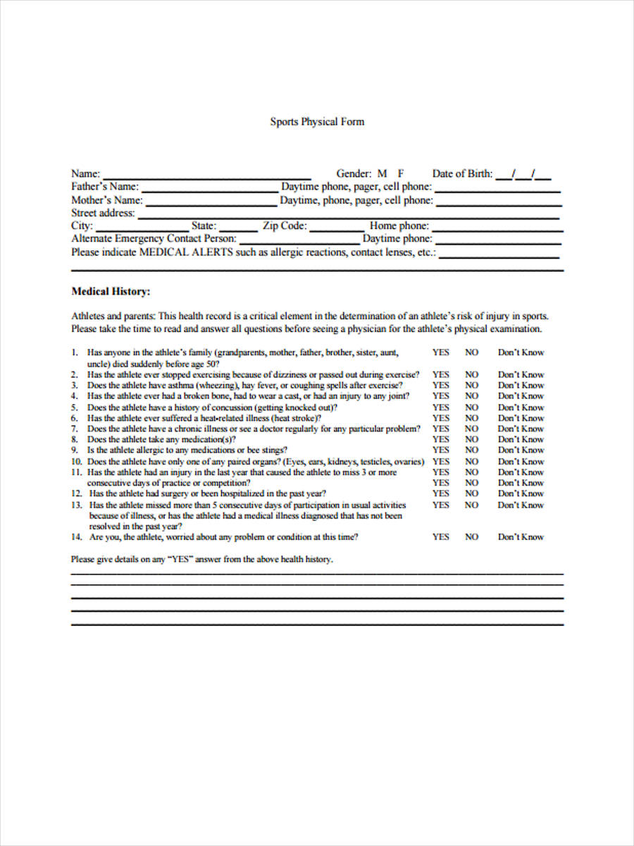 FREE 13+ Physical Form Samples, PDF, MS Word, Google Docs