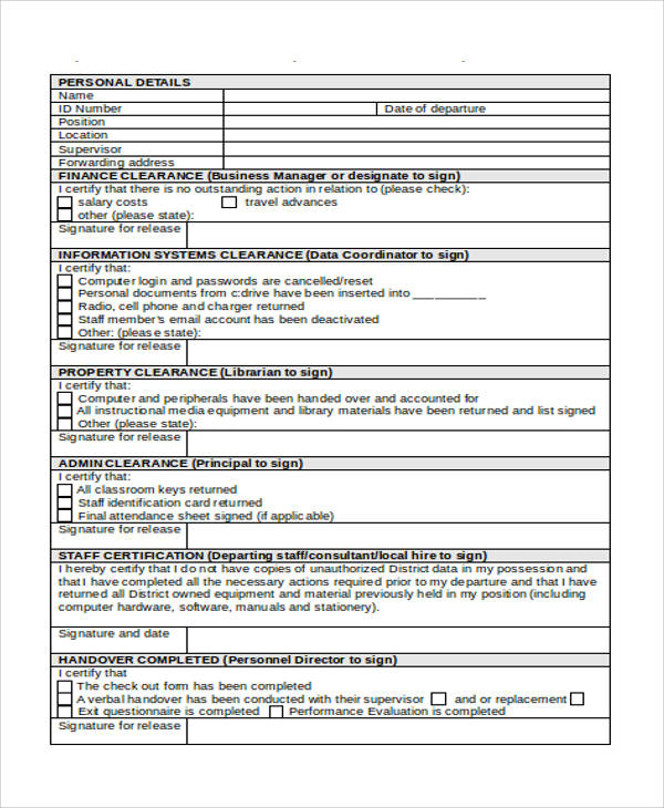 FREE 7+ Staff Clearance Forms in PDF | MS Word