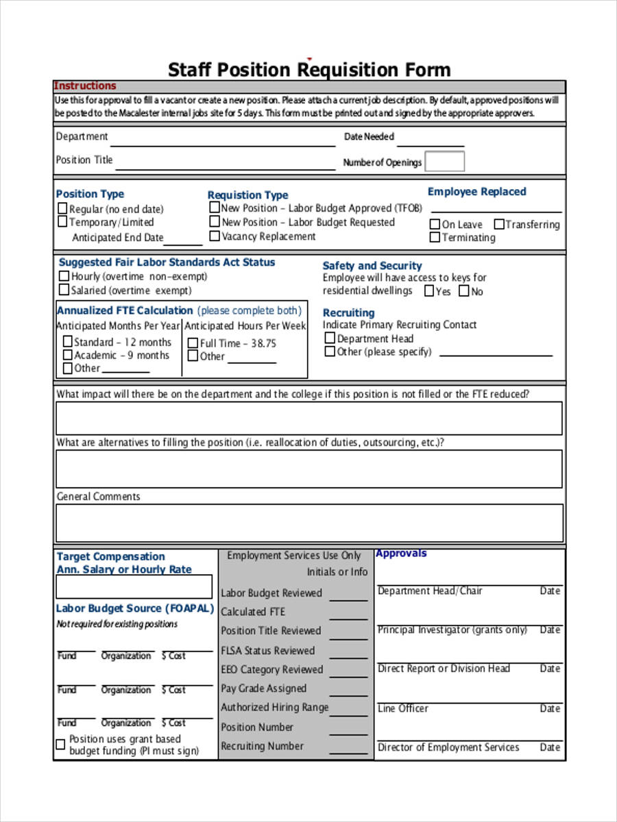 FREE 5+ Staff Requisition Forms in MS Word | PDF