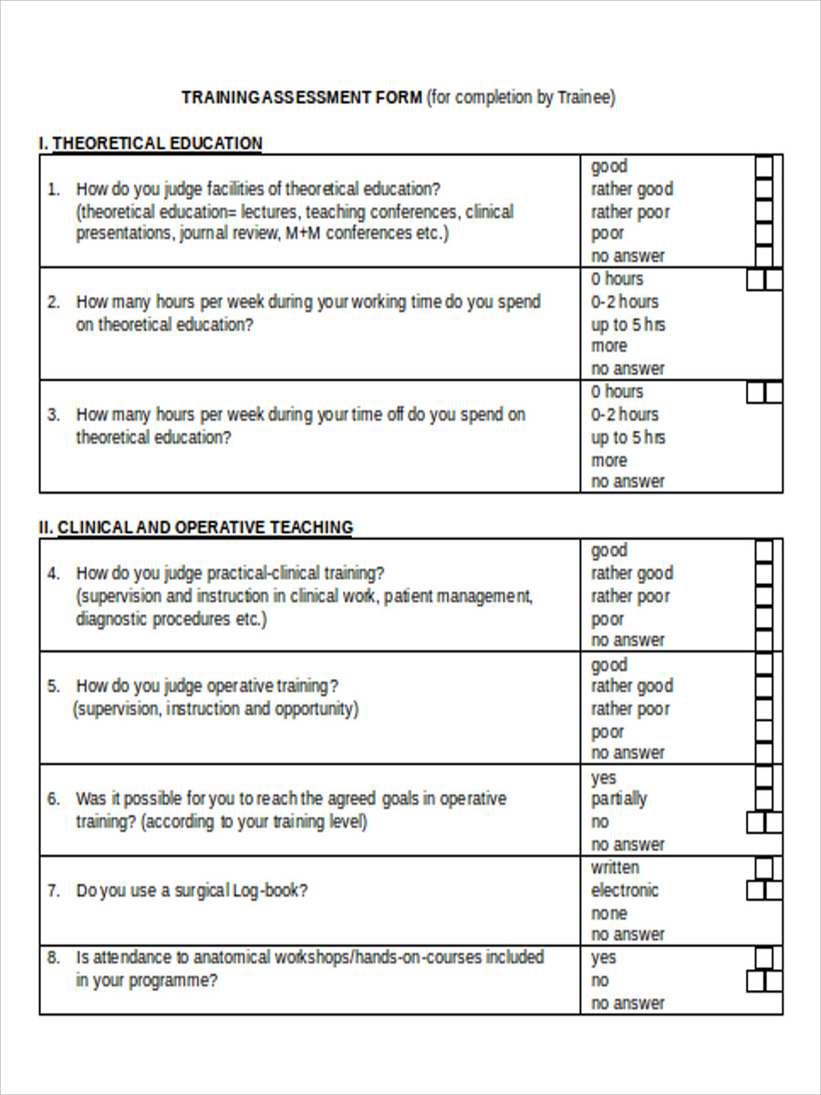 7 Sample Training Assessments Samples And Templates Gambaran