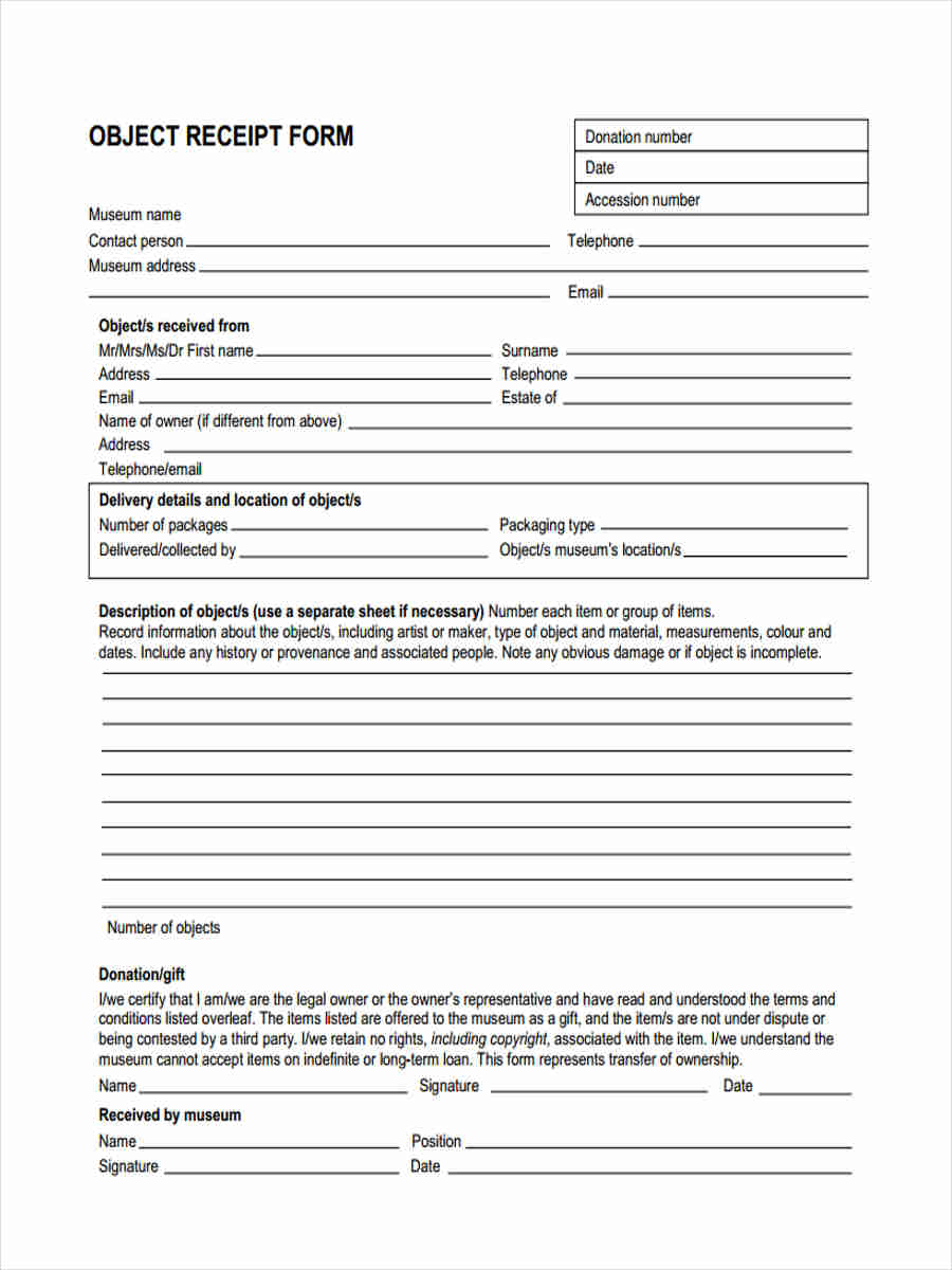 FREE 7 Standard Receipt Forms In PDF Ms Word Excel