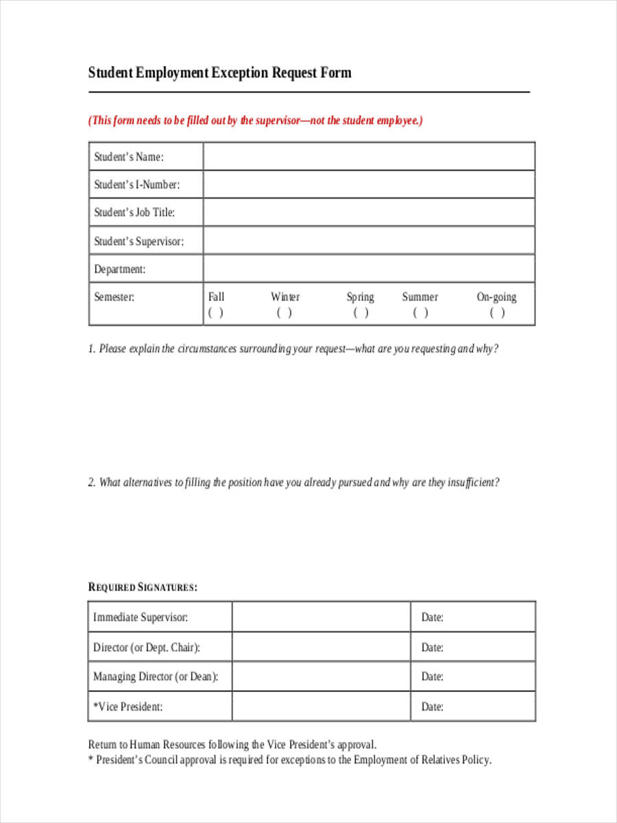 FREE 49+ Sample Employee Request Forms in PDF | MS Word | Excel