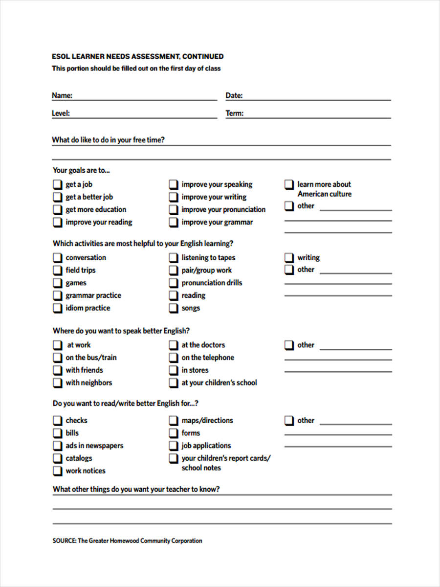 FREE 11+ Assessment Forms for Teachers in PDF | Ms Word | Excel