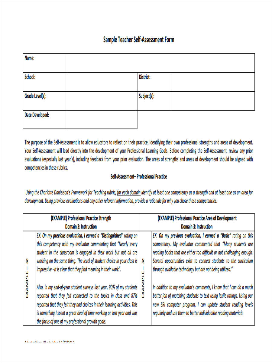 FREE 11+ Assessment Forms for Teachers in PDF | Ms Word | Excel