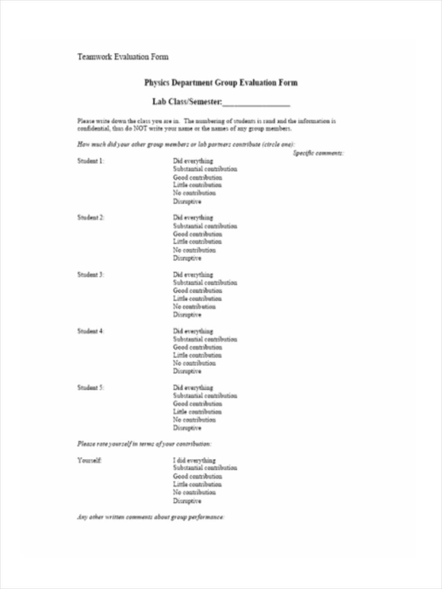 FREE 20+ Team Evaluation Forms in PDF | Ms Word | Excel