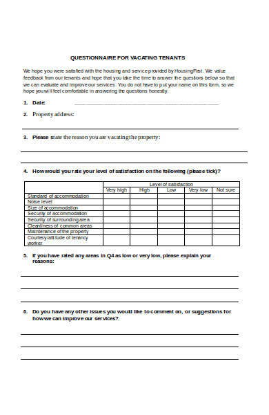 FREE 9+ Tenant Questionnaire Forms in PDF | Ms Word
