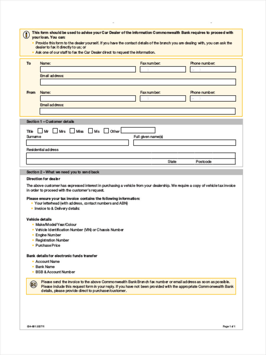 FREE 6+ Vehicle Invoice Forms in MS Word | PDF