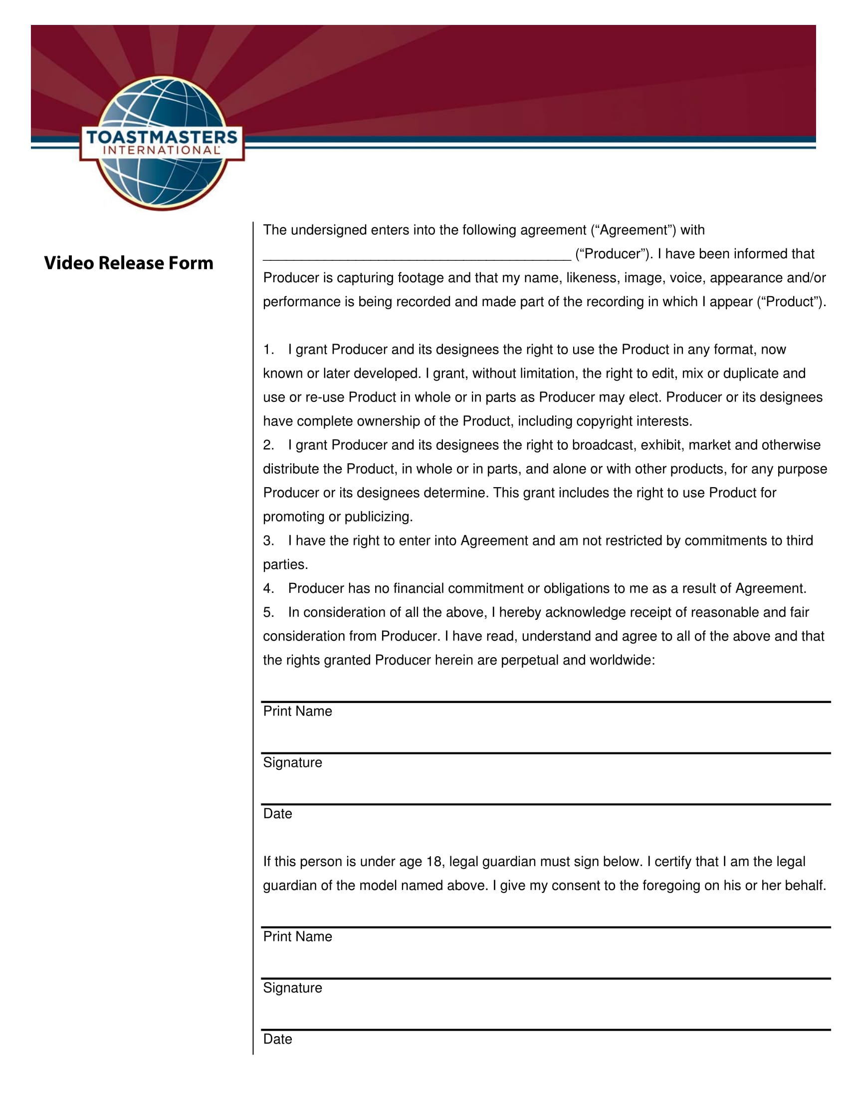 FREE 8+ Video Forms [ Consent, Evaluation, Release, Proposal ]