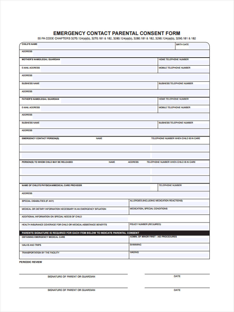 FREE 8+ Sample Emergency Consent Forms in PDF | Ms Word