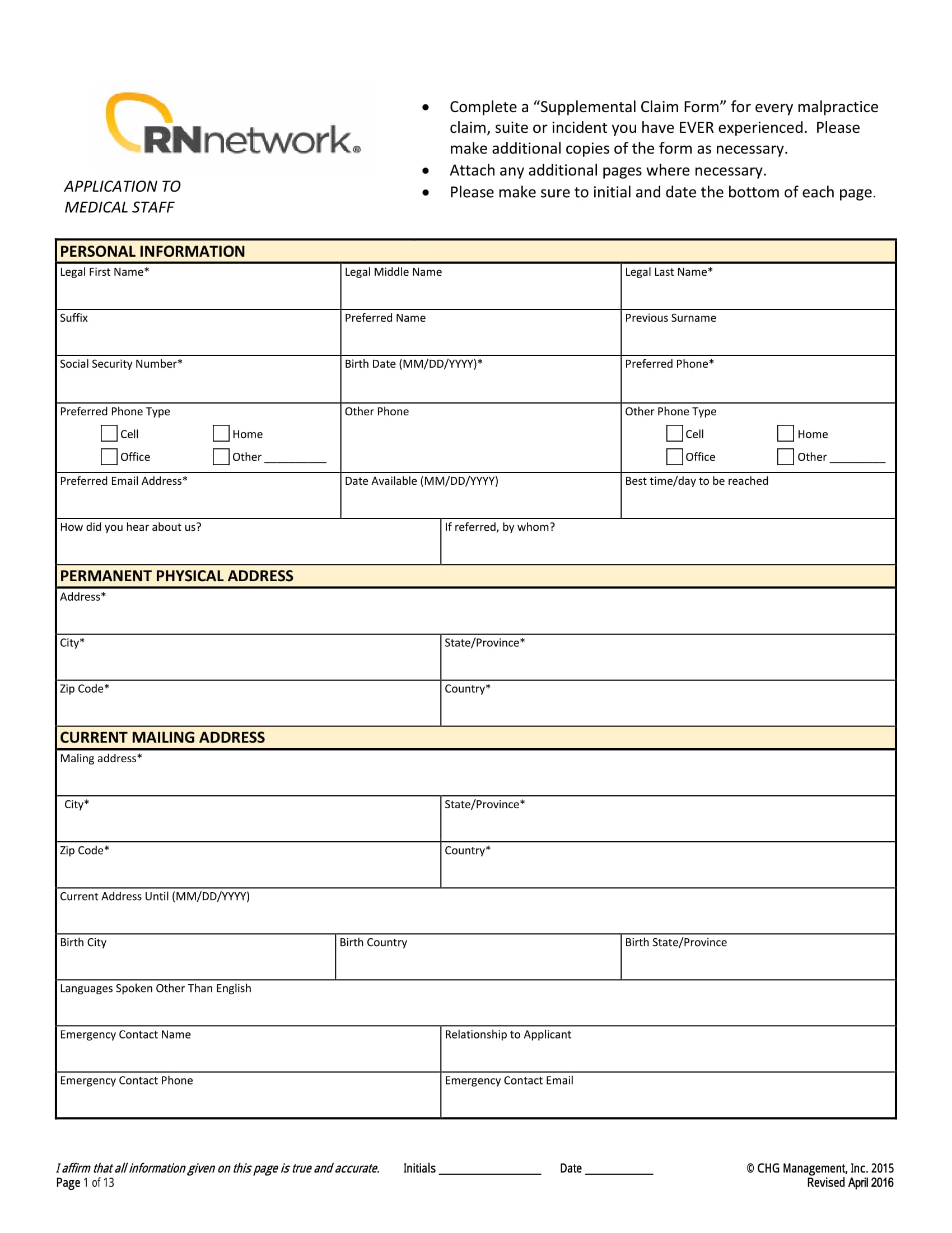 FREE 14+ Nurse Application Form Samples, PDF, MS Word, Google Docs