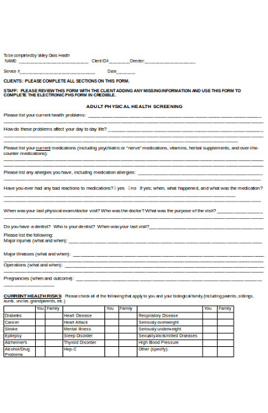 FREE 5+ Adult Physical Forms in PDF | Ms Word