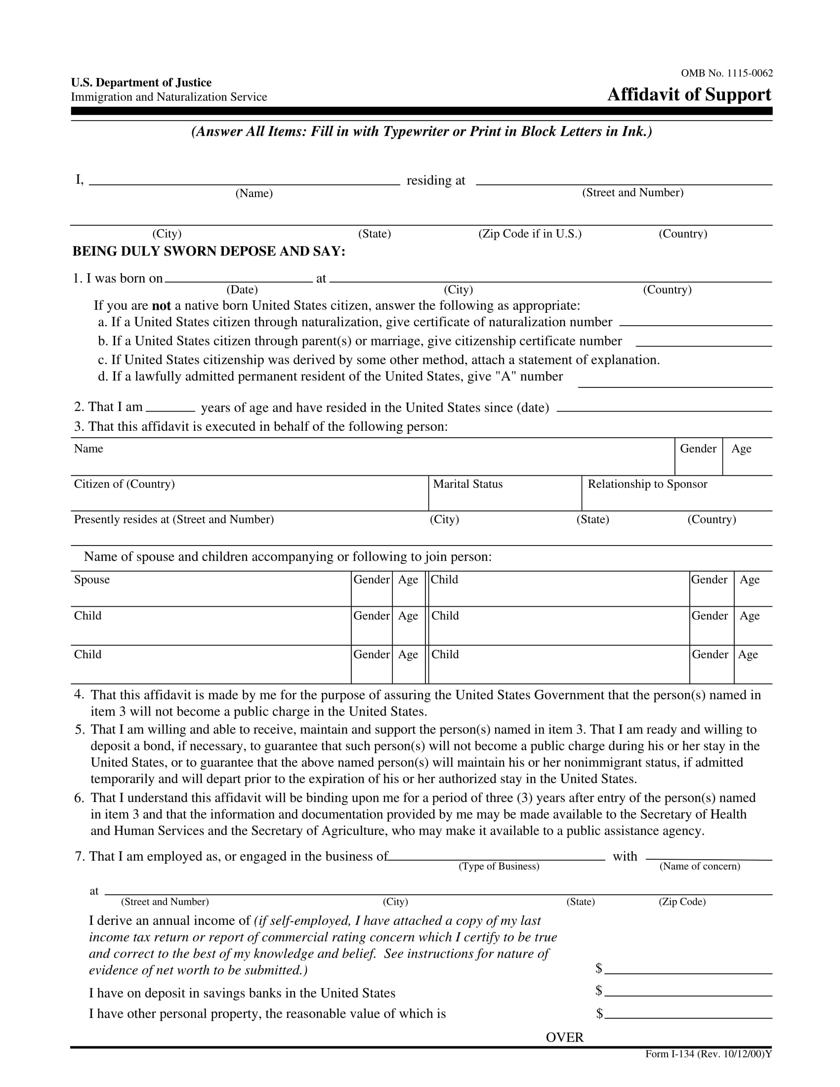 Affidavit Of Support Sample Free Printable Documents Vrogue