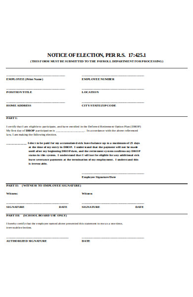 FREE 6+ Sample Notice of Election Forms in MS Word | PDF | Excel