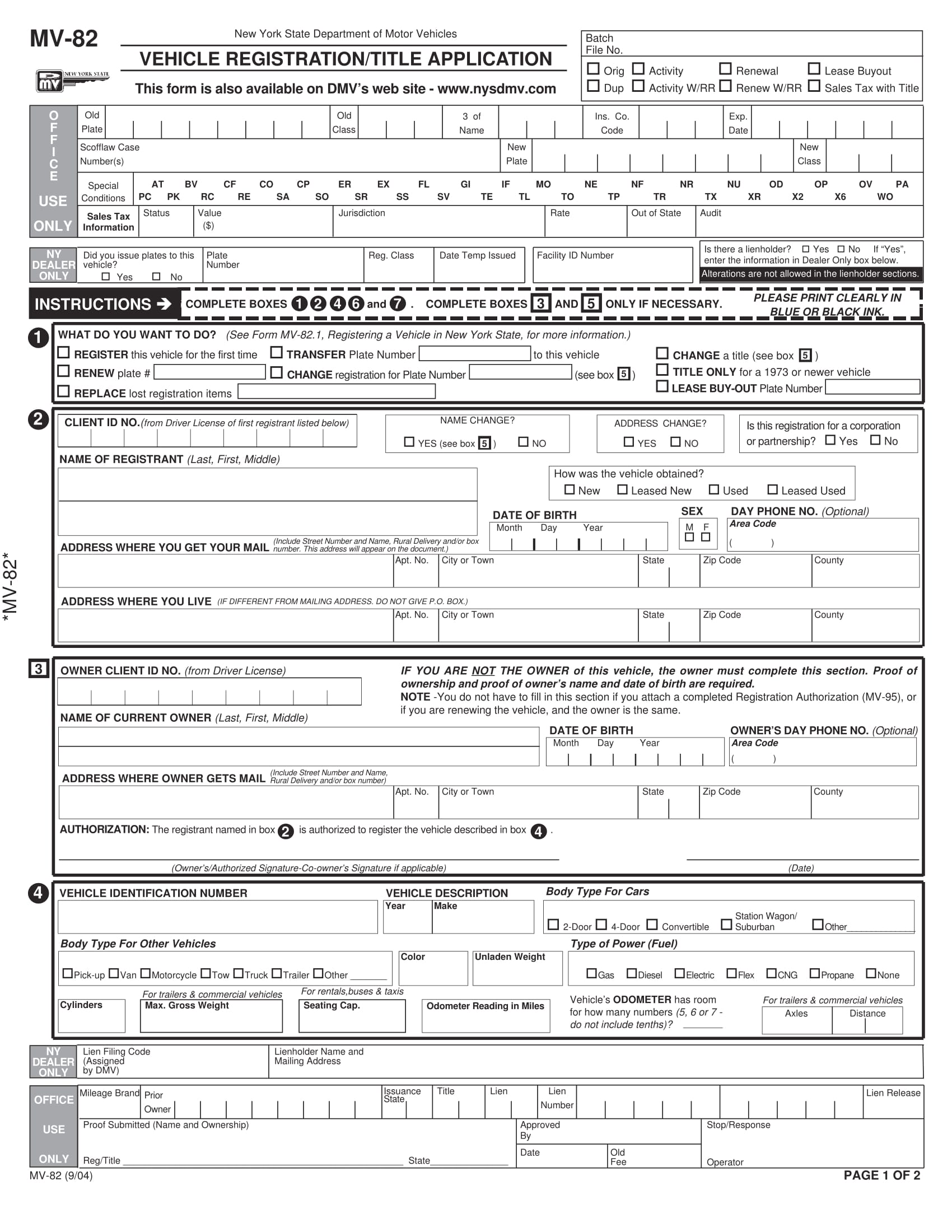 Fillable Motor Vehicle Registration Form Printable Pdf Download Gambaran