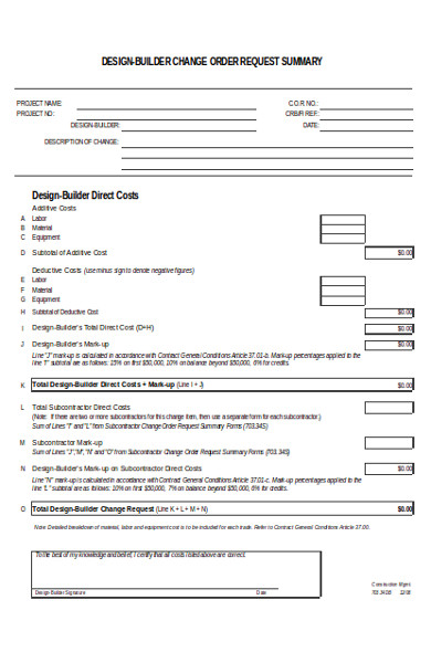 FREE 9+ Change Order Request Forms in PDF | Excel