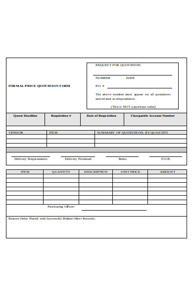 FREE 10+ Price Quote Forms in MS Word | PDF | Excel