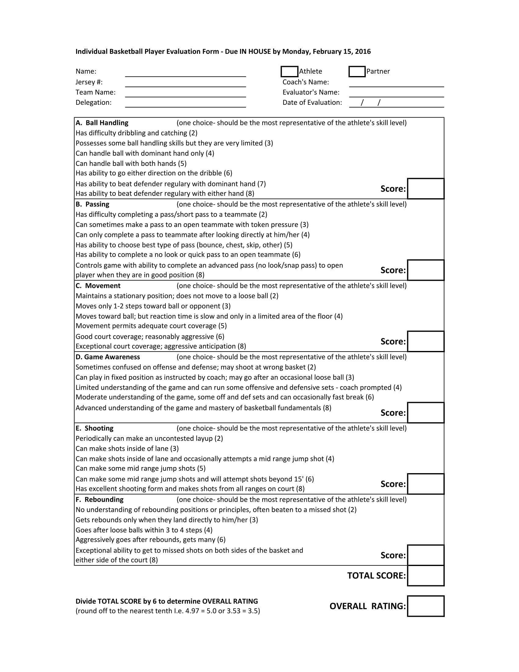 FREE 5+ Varieties of Sports Evaluation Forms in PDF