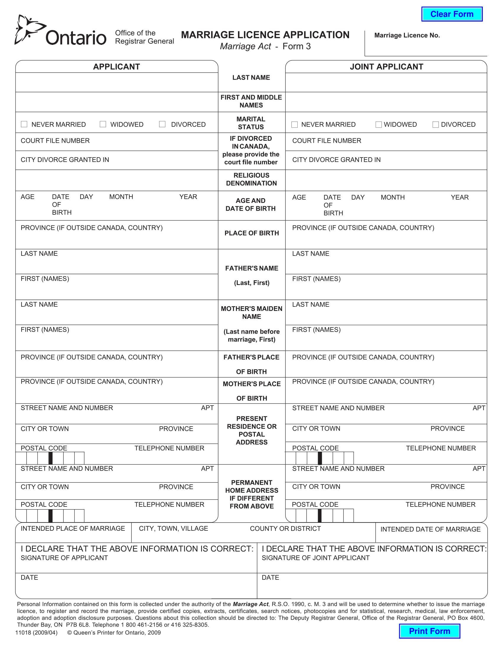 FREE 14+ Marriage Application Form Samples, PDF, MS Word, Google Docs