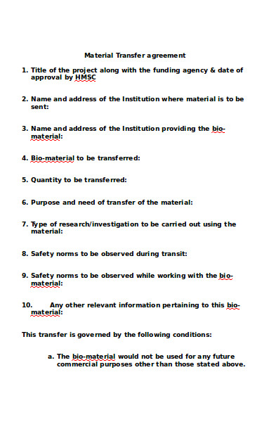 FREE 12+ Material Transfer Form Samples, PDF, MS Word, Google Docs