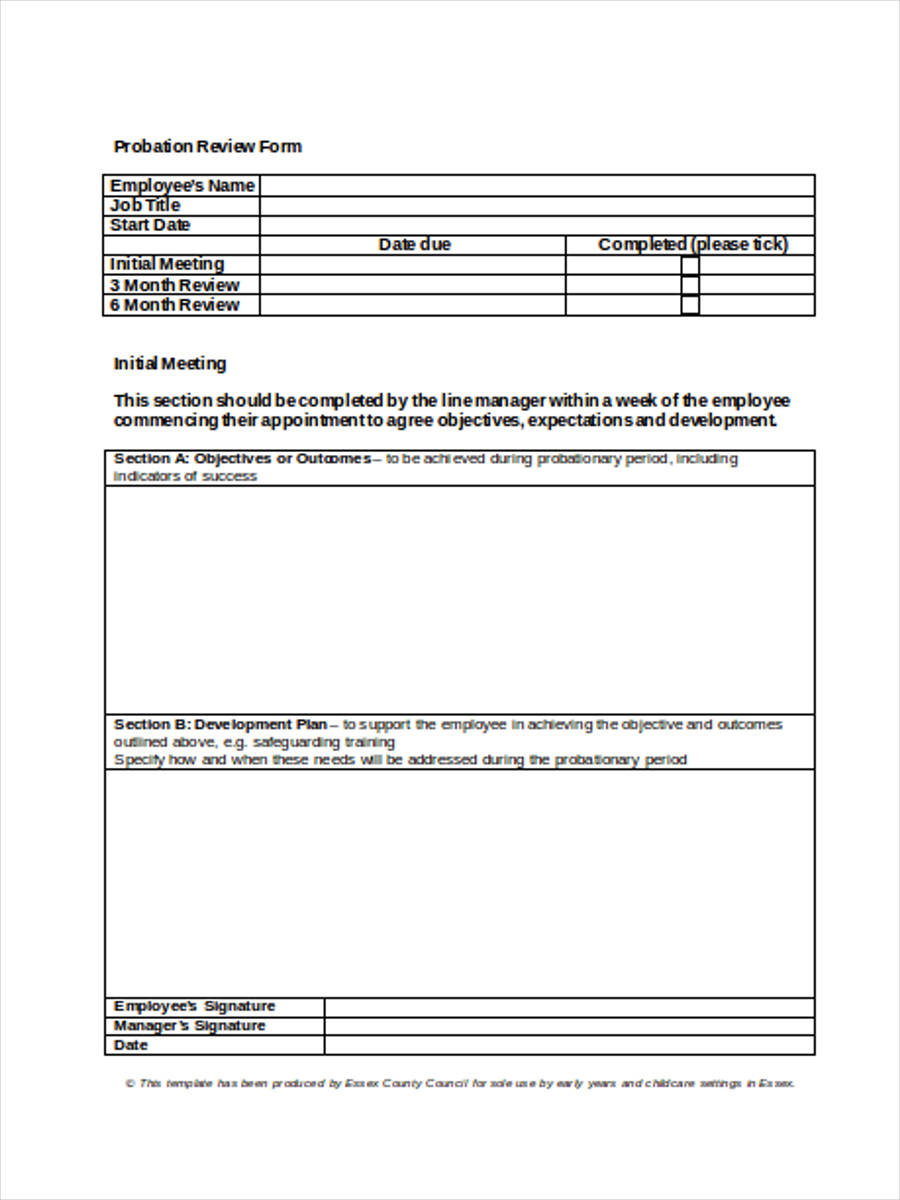FREE 8 Probation Review Forms In MS Word PDF