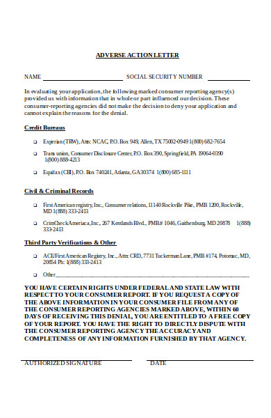 FREE 6+ Adverse Action Forms in PDF | Ms Word