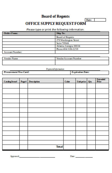 FREE 16+ Supply Request Form Samples, PDF, MS Word, Google Docs, Excel
