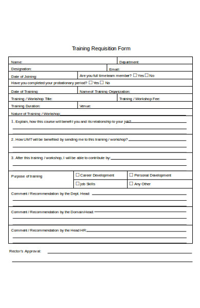 FREE 6+ Training Requisition Form Samples in MS Word | PDF