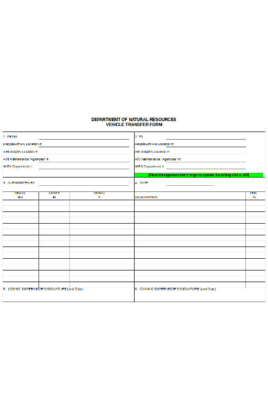 FREE 9+ Vehicle Transfer Form Samples, PDF, MS Word, Google Docs, Excel
