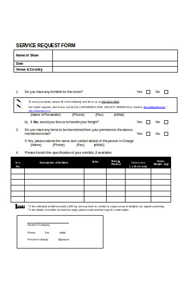 FREE 19+ Service Forms for Varieties of Purposes in PDF | Ms Word